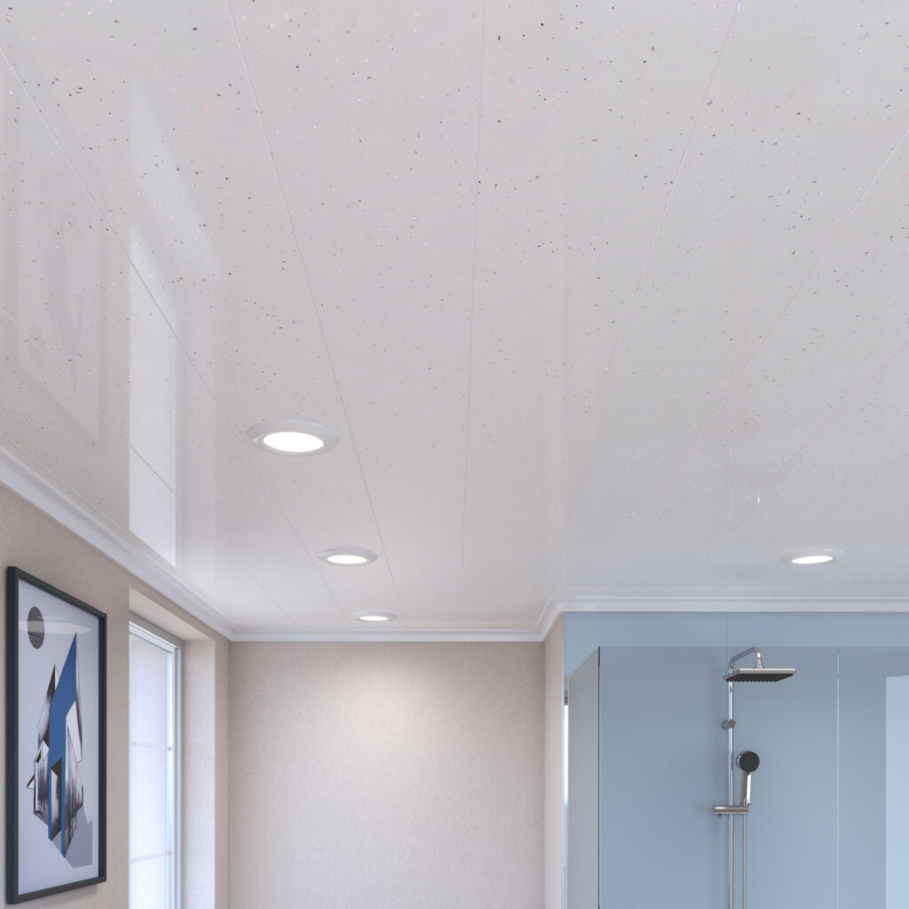 Ancona 'White Arctic Sparkle Gloss' PVC Ceiling Panels - 4 Pack ...