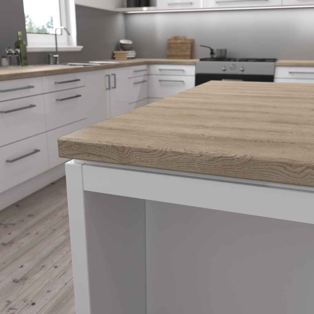 Caledonian Grey Oak Breakfast Bar Rounded Edge 3050 x 900 x 38mm ...
