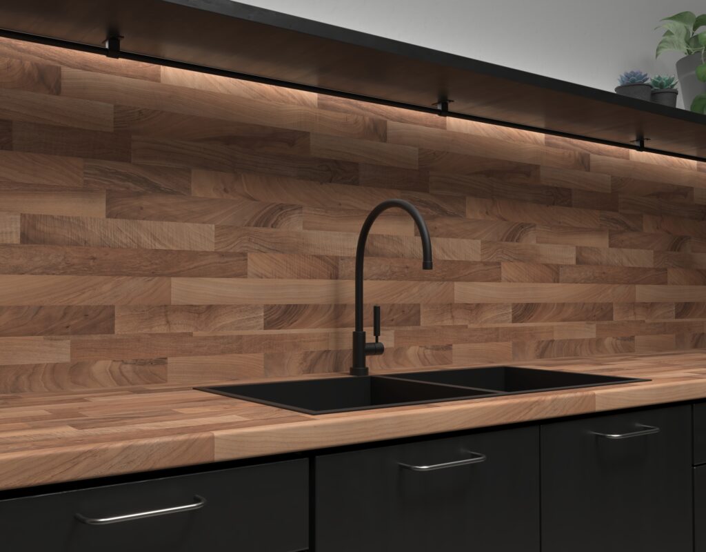 Walnut Butcher Block Splashback 3000 x 1200 x 8mm | Available from ...