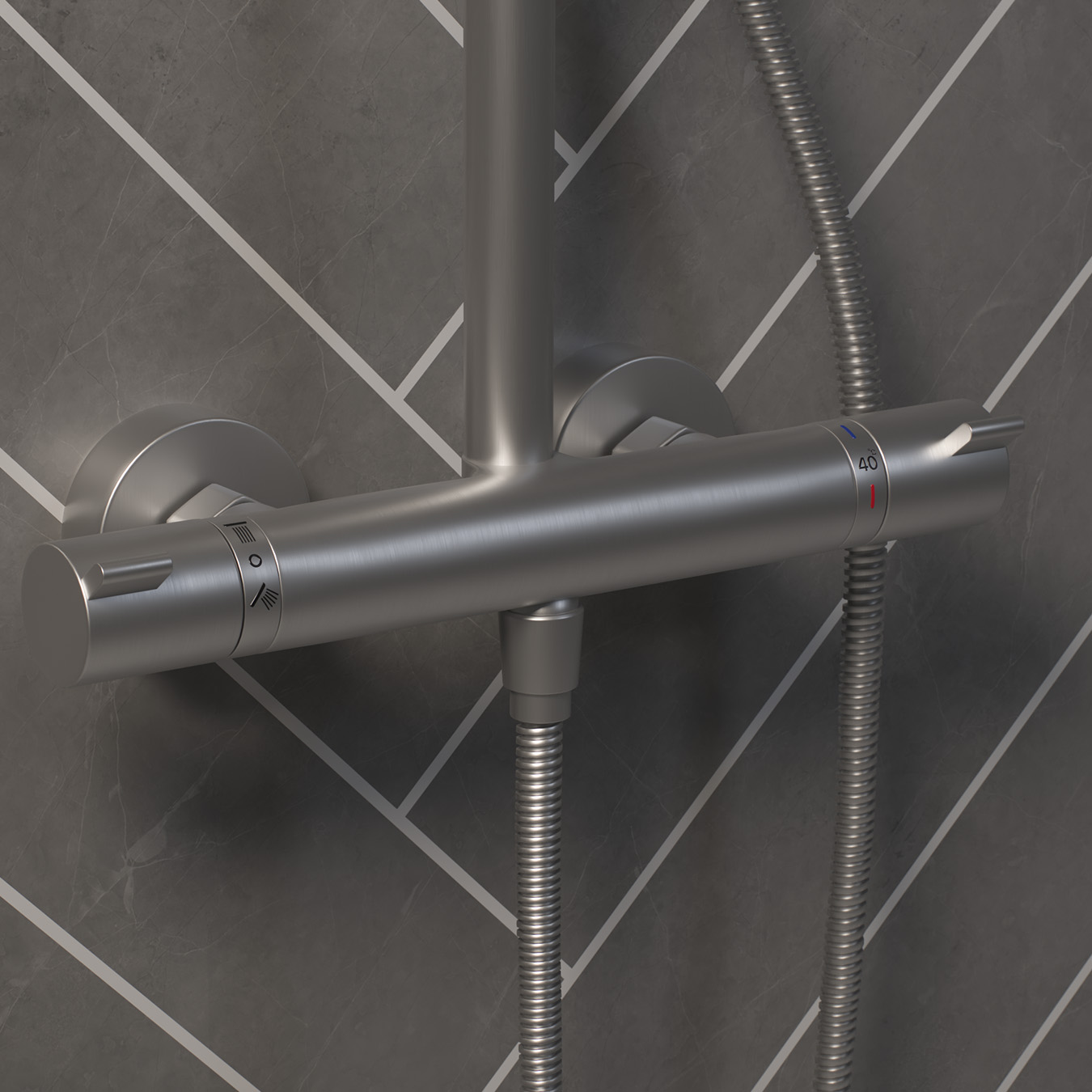 Wall&Water Natural Slate Herringbone Bathroom Wall Panel | Rearo Laminates